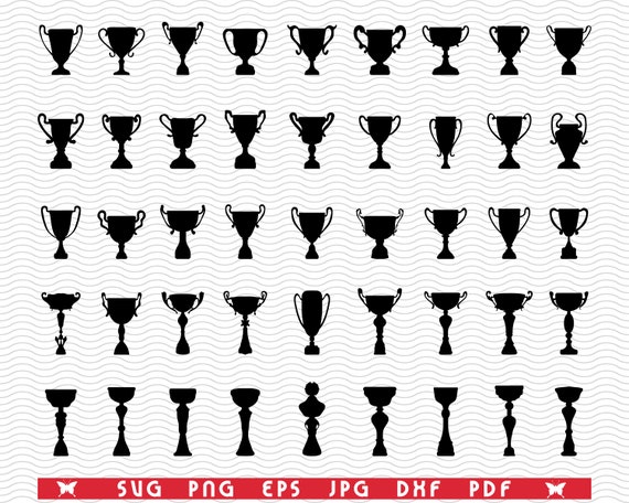 SVG Trophies Black Silhouette Digital Clipart Files Eps | Etsy