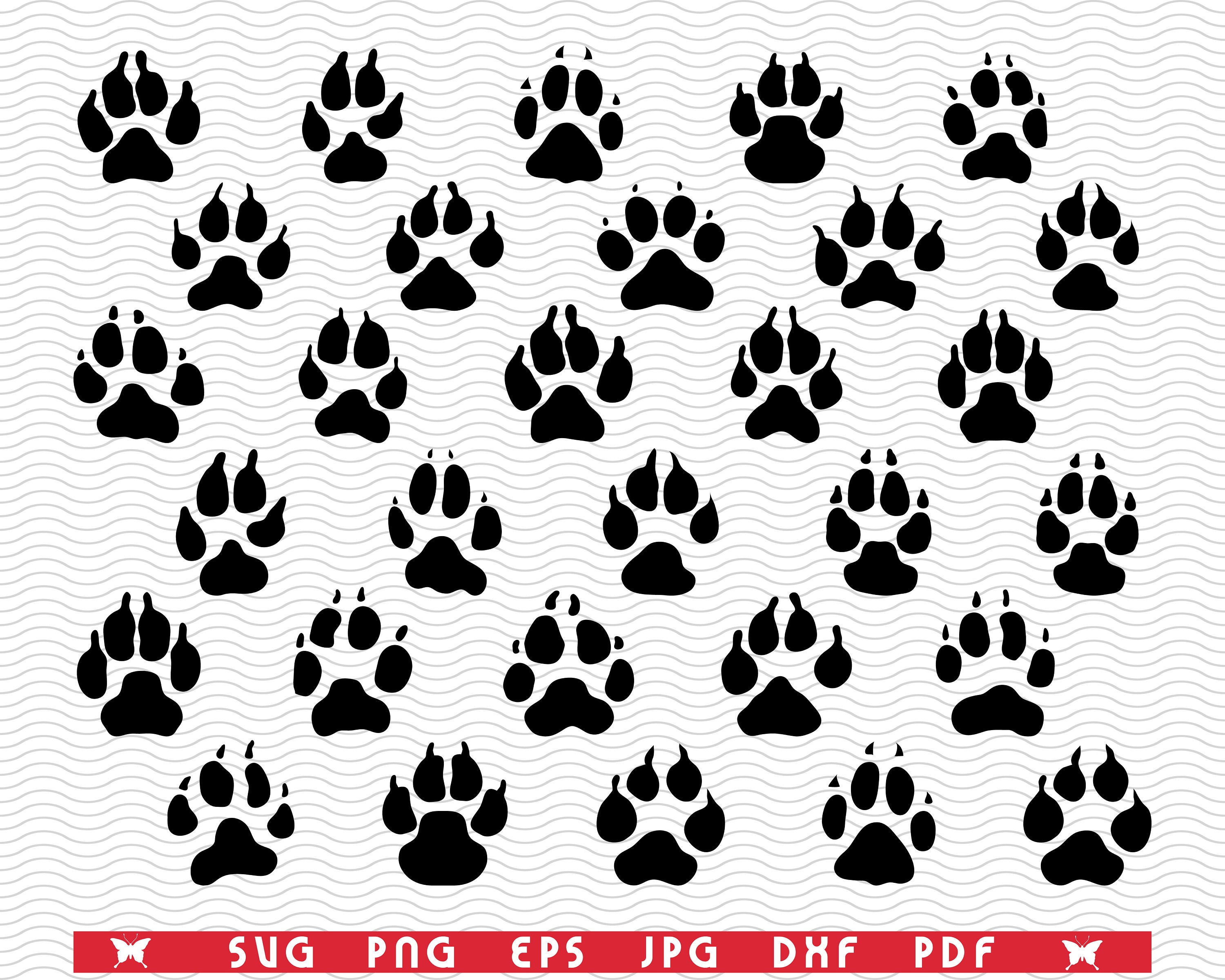SVG Hunde Pfoten, schwarze Silhouette, digitale Clipart, Dateien eps ...
