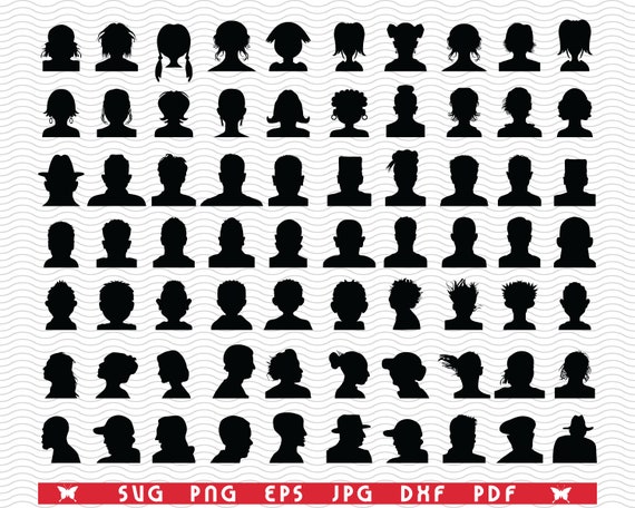 SVG Heads Aavatars Silhouettes Digital Clipart Files Eps - Etsy
