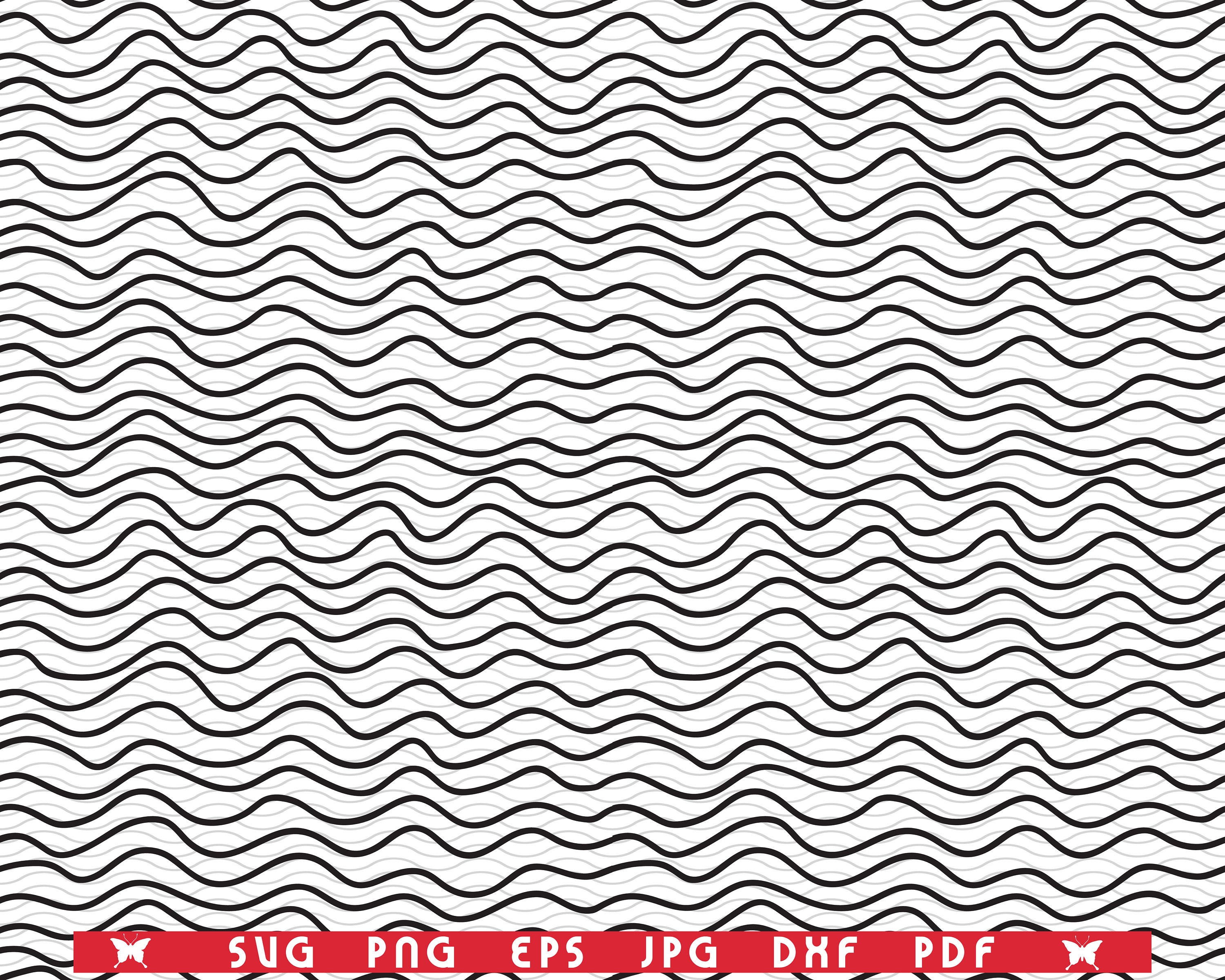 SVG Wave Lines, Hand Drawn, Seamless Pattern Digital Clipart, Files Eps ...
