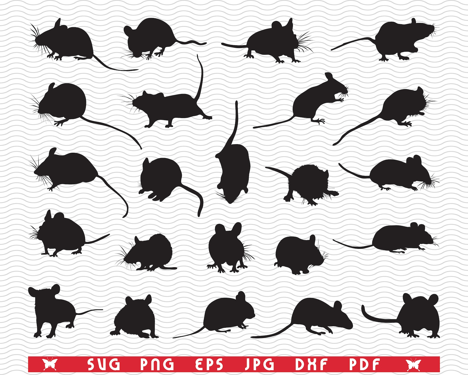 SVG Mice, Mouse, Rodent, Black Silhouettes, Digital Clipart, Files Eps ...