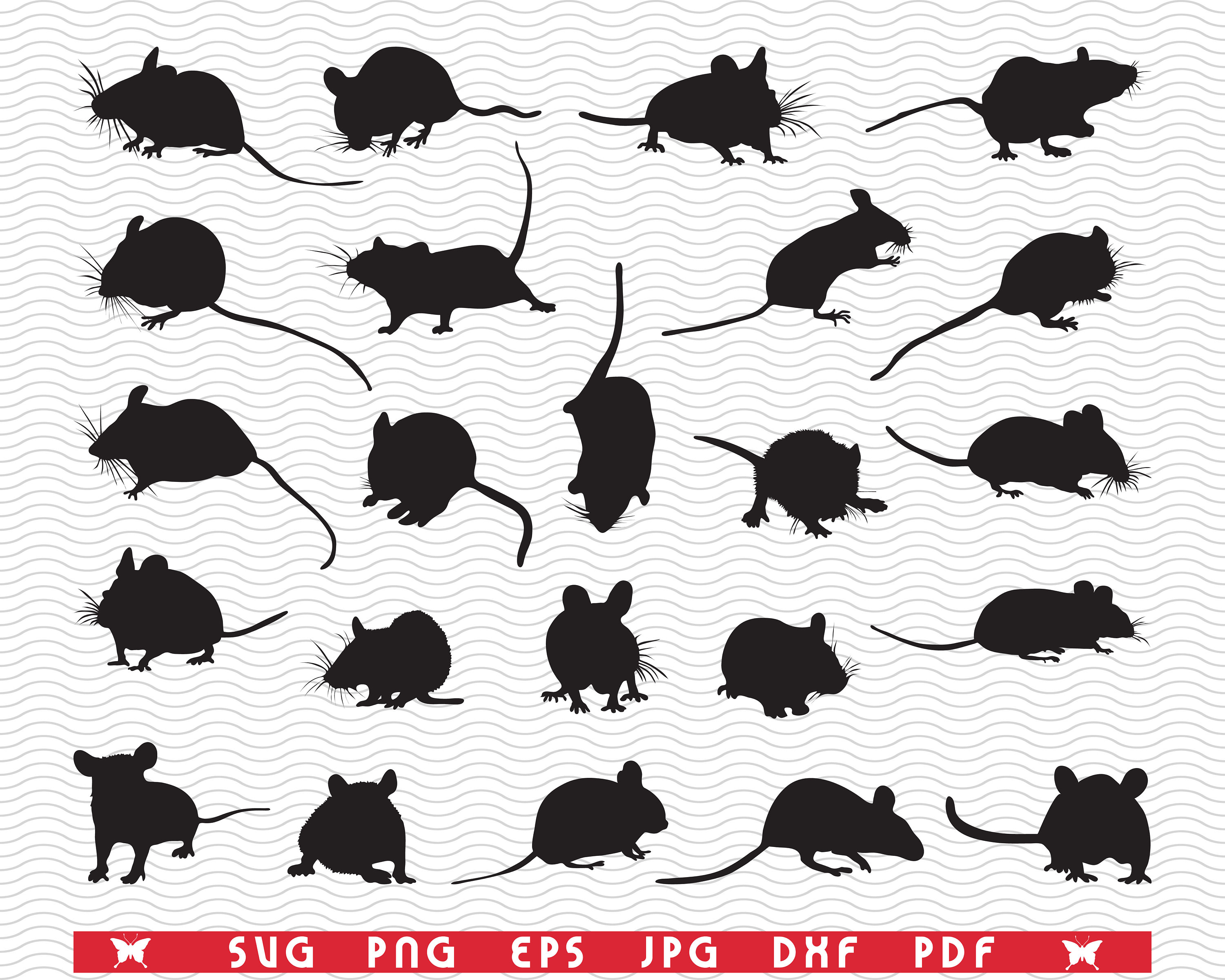 SVG Mice, Mouse, Rodent, Black Silhouettes, Digital Clipart, Files Eps ...