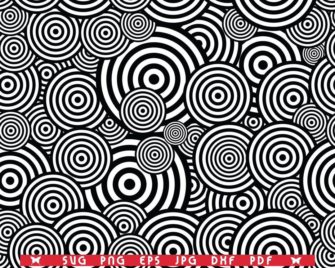 SVG Overlapping Concentric Circles, Seamless Pattern, Digital Clipart ...