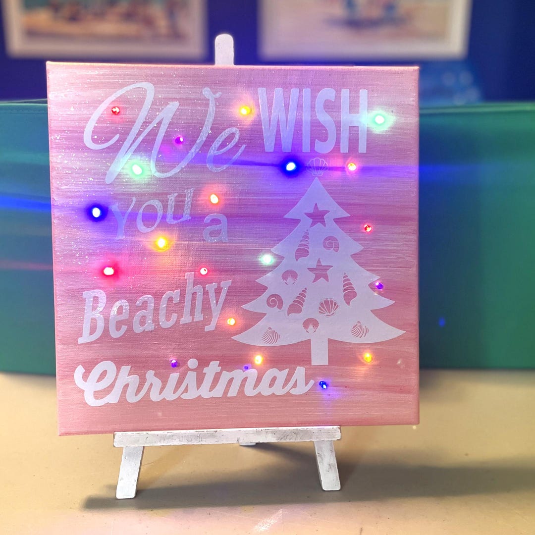 Beachy Christmas LED Canvas, Christmas Sign, Beach Holiday Sign ...