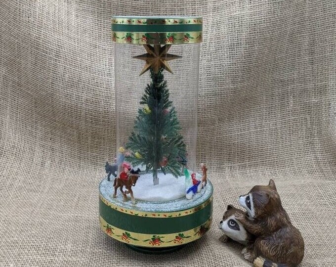 Snow Tube Christmas Tree Music Box, Waterless Snow Globe Merry-go-round ...