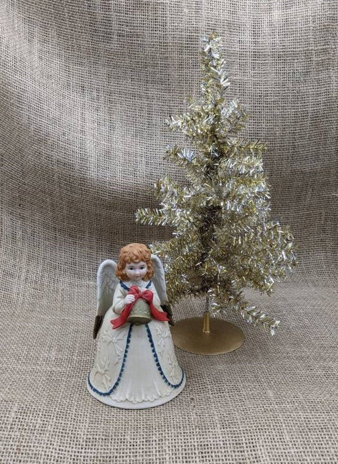 Vintage HOMCO Christmas Angel Bell, Redhead Porcelain Figurine - Etsy