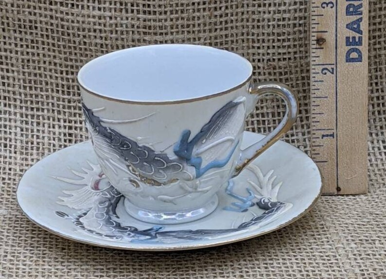 Moriage Dragonware Tea Cup & Saucer Geisha Lithophane Raised - Etsy
