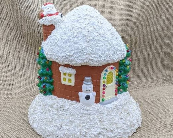 Ceramic Christmas House Round Christmas Light up House With - Etsy