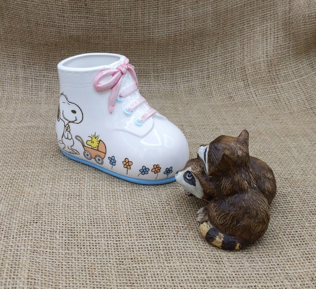 Peanuts Snoopy Baby Shoe Planter, Snoopy & Woodstock, Ceramic Planter ...