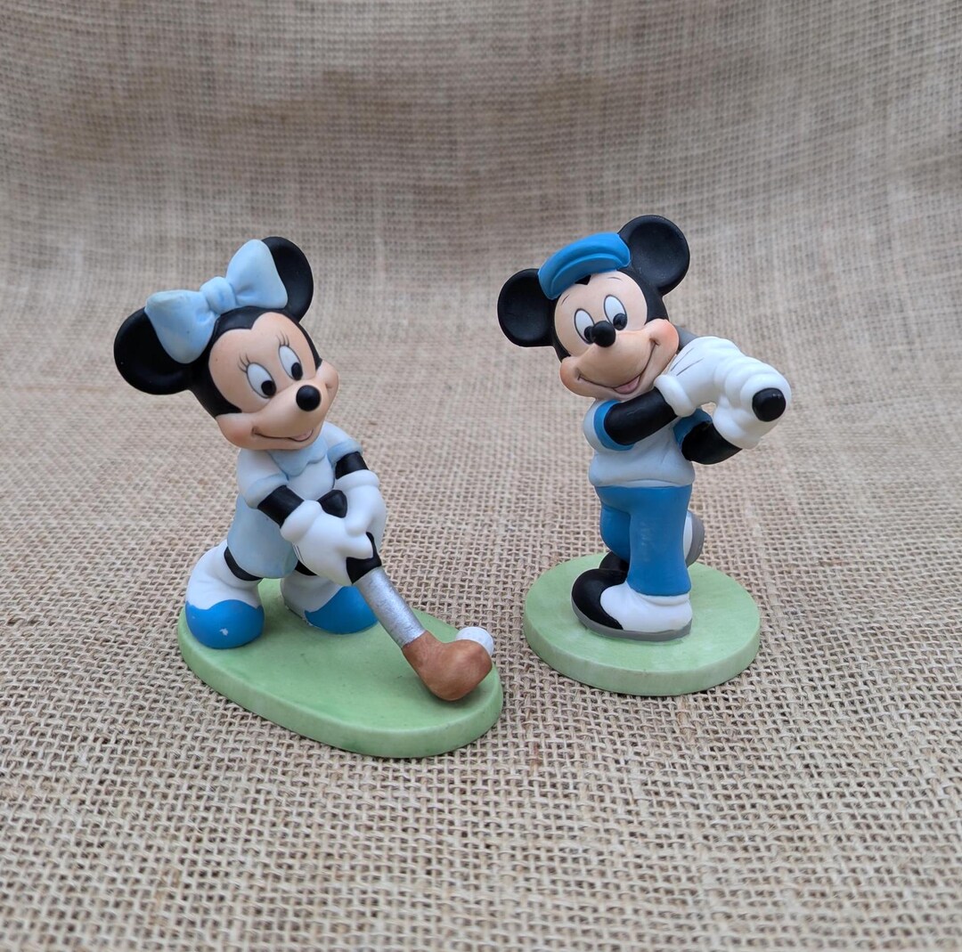Mickey and Minnie Mouse Golfer Figurines, Vintage Disney Ceramic ...
