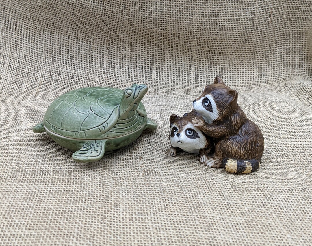 Green Ceramic Turtle Trinket Box: Realistic Figural Lidded Box - Etsy