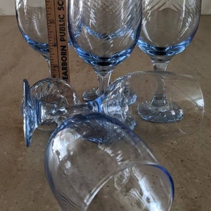 Water Goblets, Misty Blue Swirl Sapphire by Libbey Glass Company, Light ...