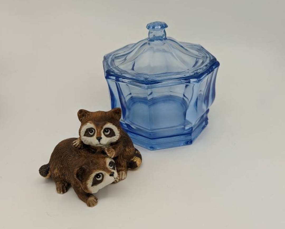 Blue Octagon Concord Panel Lidded Candy Dish, Indiana Glass, Made in ...