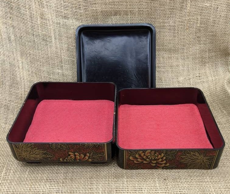 Two Tier Stackable Square Laquer Ware Box Jubako Bento Box | Etsy
