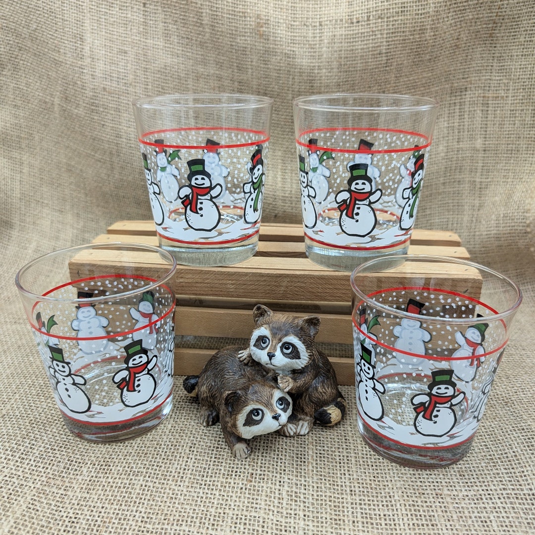 Snowmen Glasses, Libbey Glass, Old Fashioned or Rocks Glasses, Snowman ...