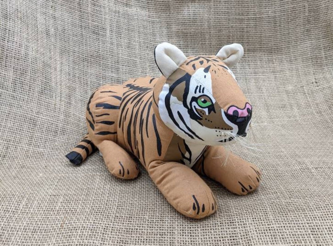 Tiger Soft Sculpture, Realistic Stuffed Painted Fabric Tiger, Angelitos ...
