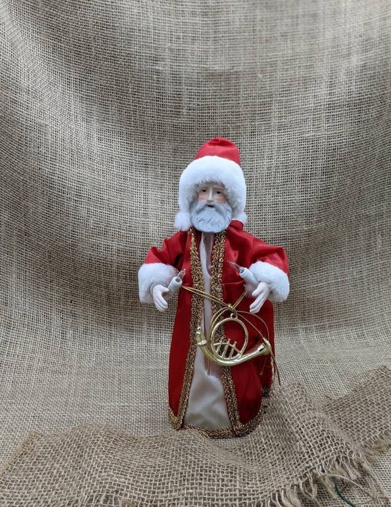 Santa Claus Tree Topper Light up Santa Red Satin Suit - Etsy