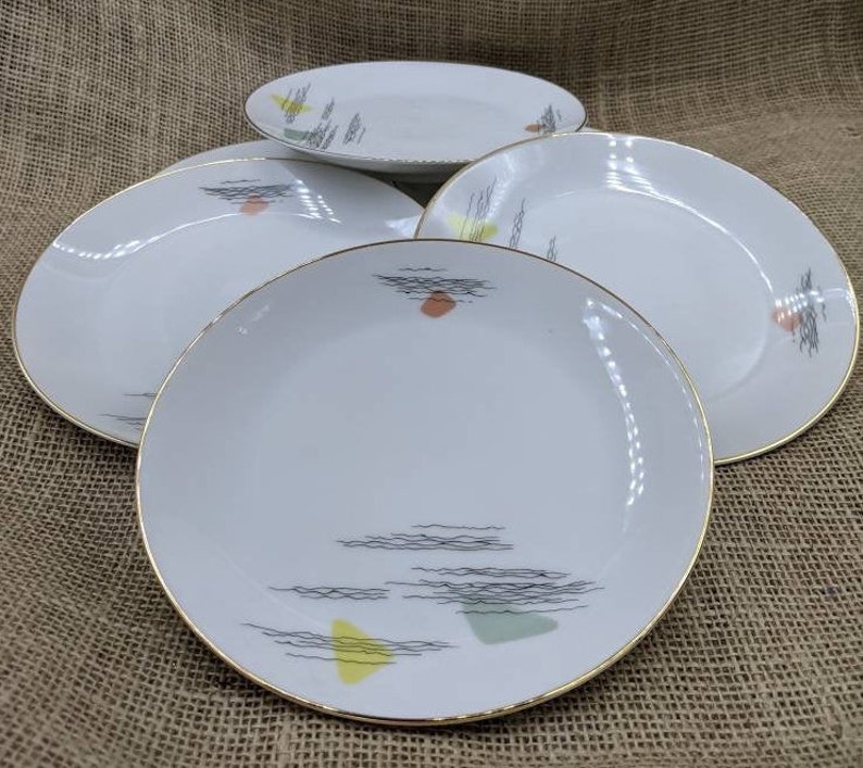 Arzberg Mid Century Modern Abstract Plates Rose Green & - Etsy