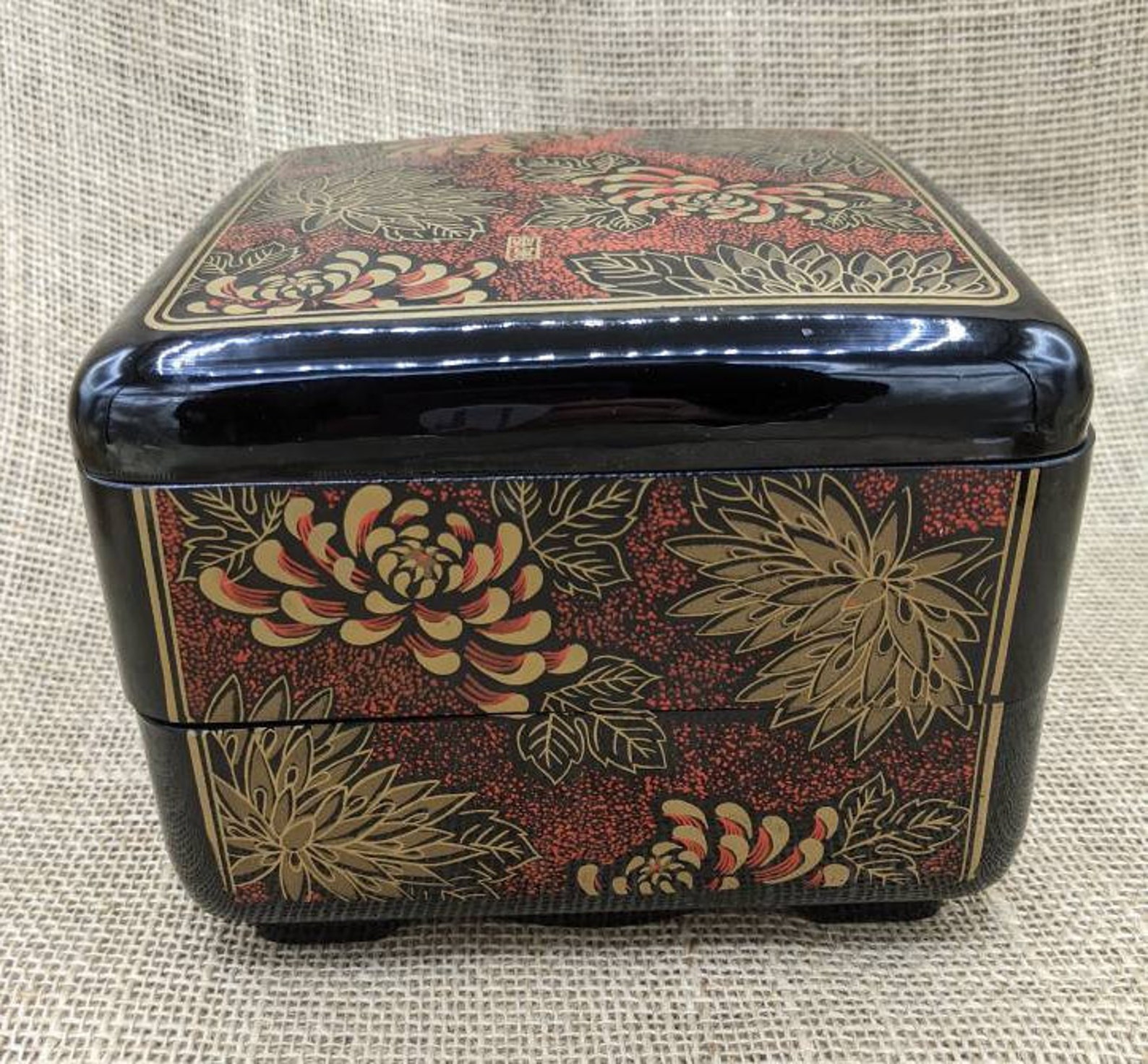 Two Tier Stackable Square Laquer Ware Box Jubako Bento Box - Etsy