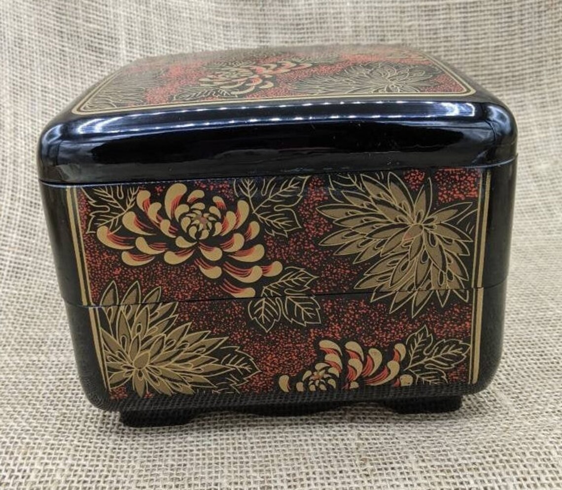 Two Tier Stackable Square Laquer Ware Box Jubako Bento Box | Etsy