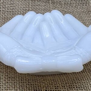Milk Glass Cupped Hands Dish by Avon, Milk Glass Open Hand Dish With ...