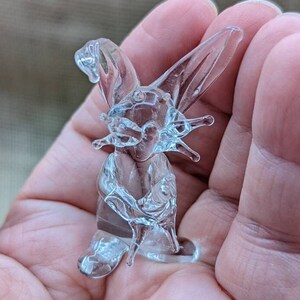 Blown Glass Rabbit Miniature, Clear Glass Standing Bunny Rabbit With ...