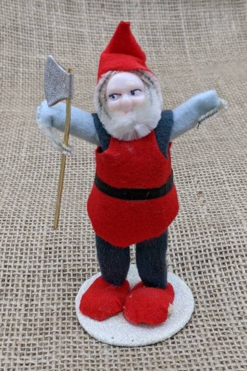 Standing Elf Mid Century Felt Chenille Elf With Plastic Face | Etsy