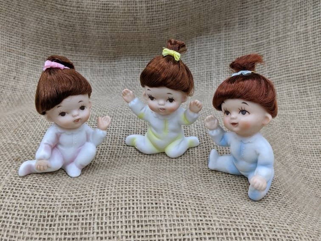 Ceramic Baby Figurines With Hair, Vintage INARCO Babies, Real Auburn ...