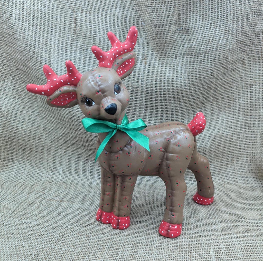 Standing Ceramic Reindeer Kimple Deer Vintage Reindeer One of a Kind ...