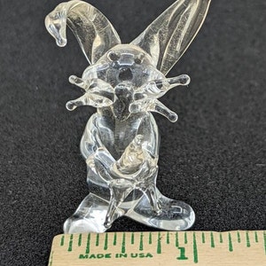 Blown Glass Rabbit Miniature, Clear Glass Standing Bunny Rabbit With ...