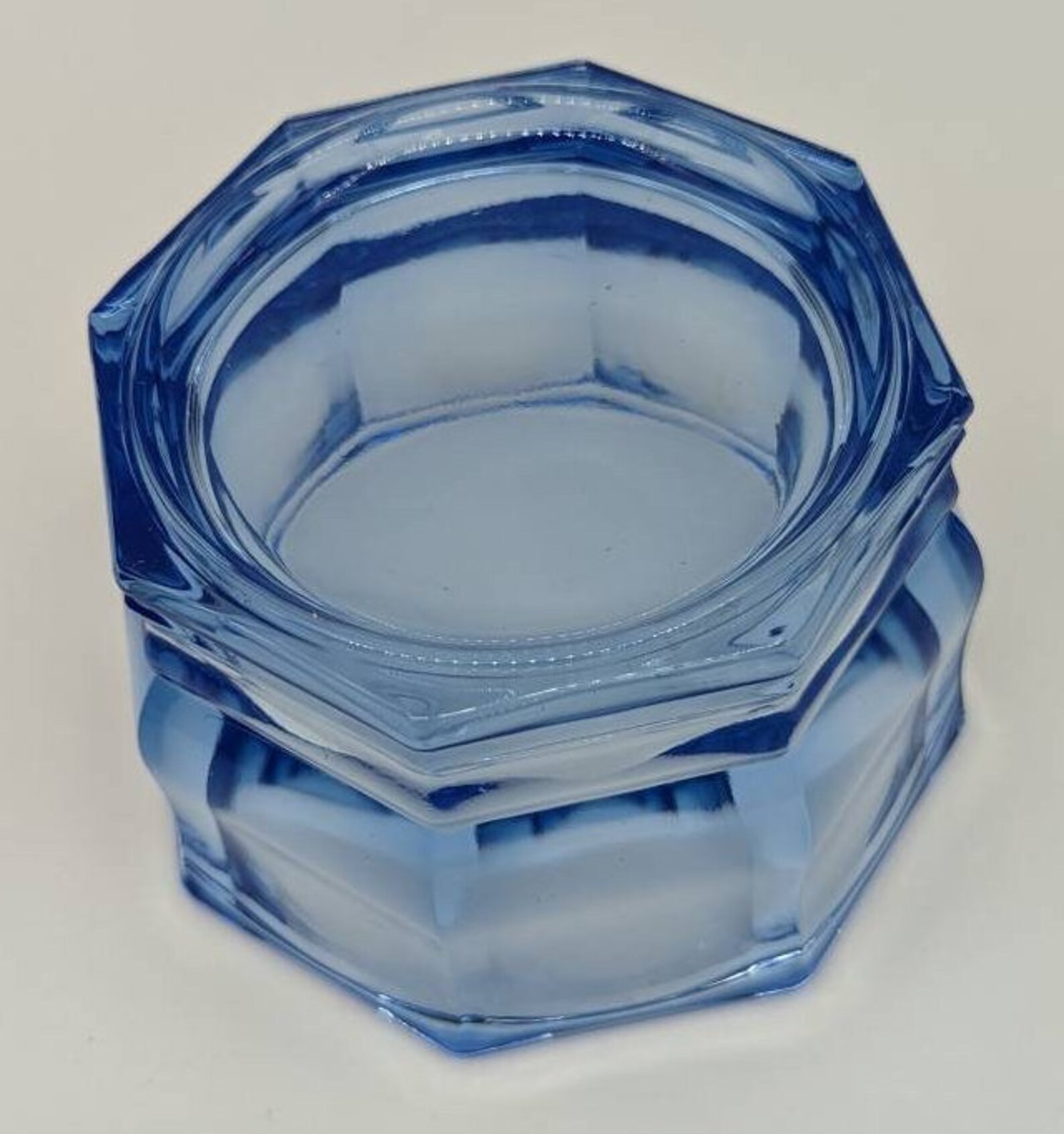 Blue Octagon Concord Panel Lidded Candy Dish, Indiana Glass, Made in ...