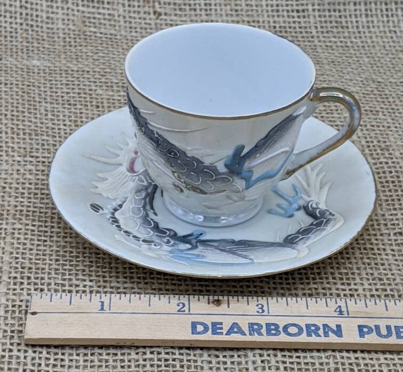 Moriage Dragonware Tea Cup & Saucer Geisha Lithophane Raised - Etsy