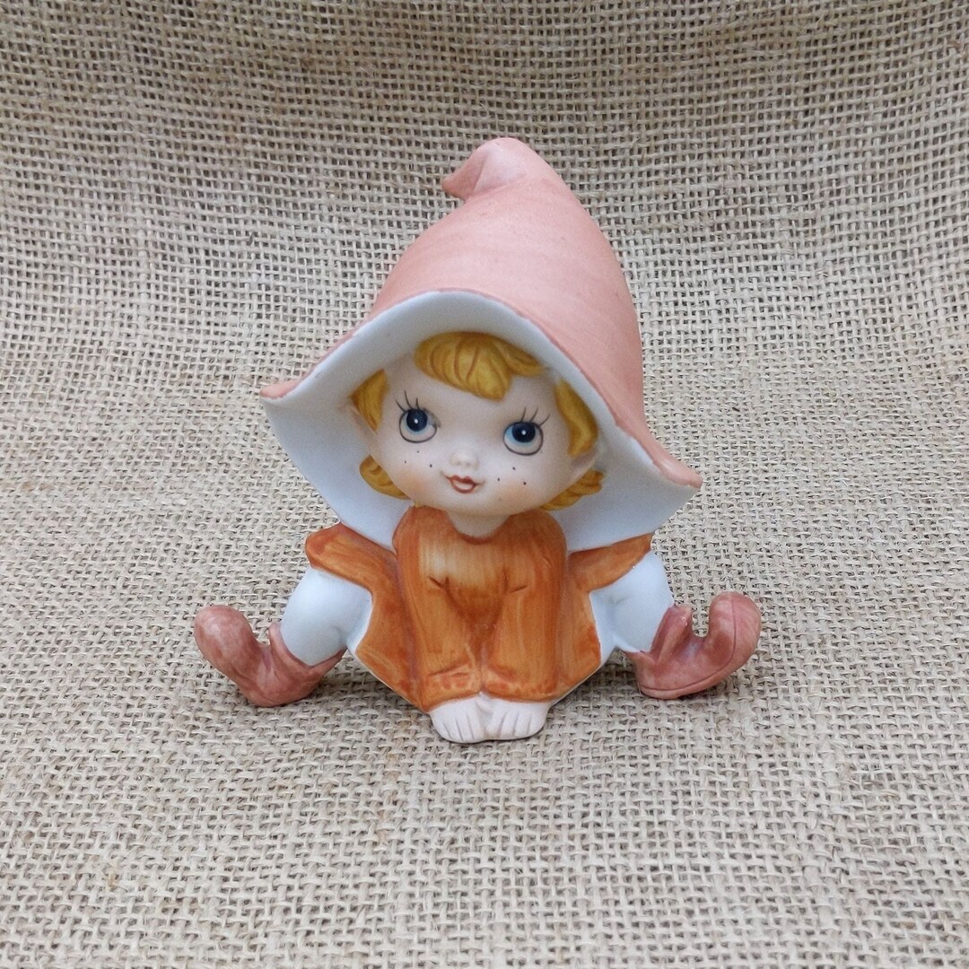 Pixie Elf Peach and Orange, Vintage Homco 5213 - Etsy