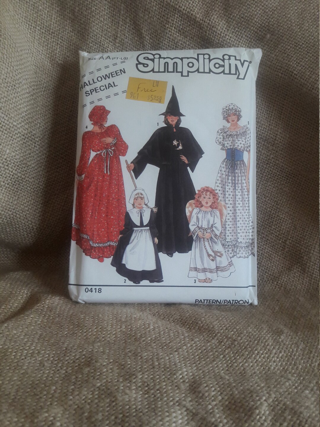 Simplicity Halloween Costume Pattern 0418: Witch, Pilgrim, Angel ...