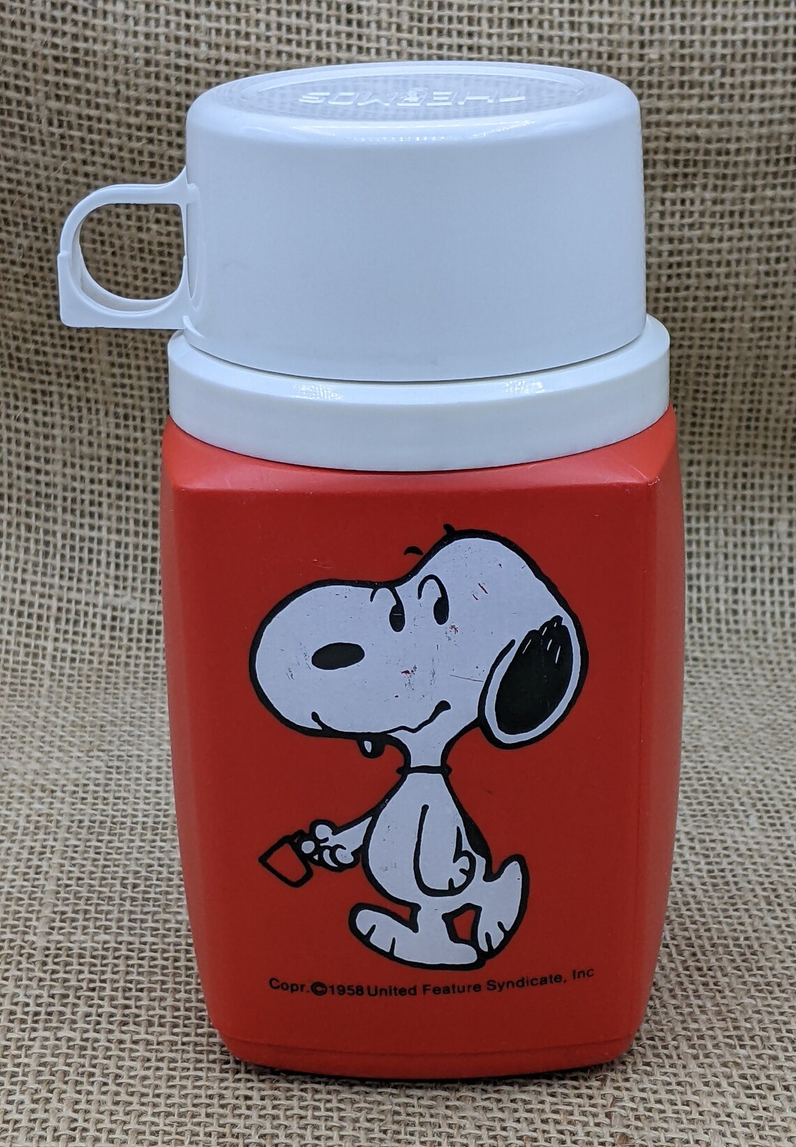 Peanuts Snoopy Red Plastic Thermos Lunchbox Thermos - Etsy