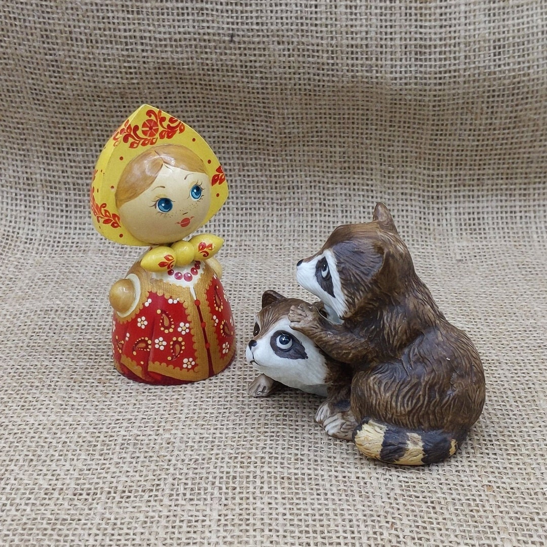 Russian Wood Folk Art Figurine, Hand Carved & Painted Traditional ...