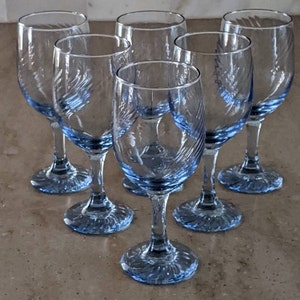 Water Goblets, Misty Blue Swirl Sapphire by Libbey Glass Company, Light ...