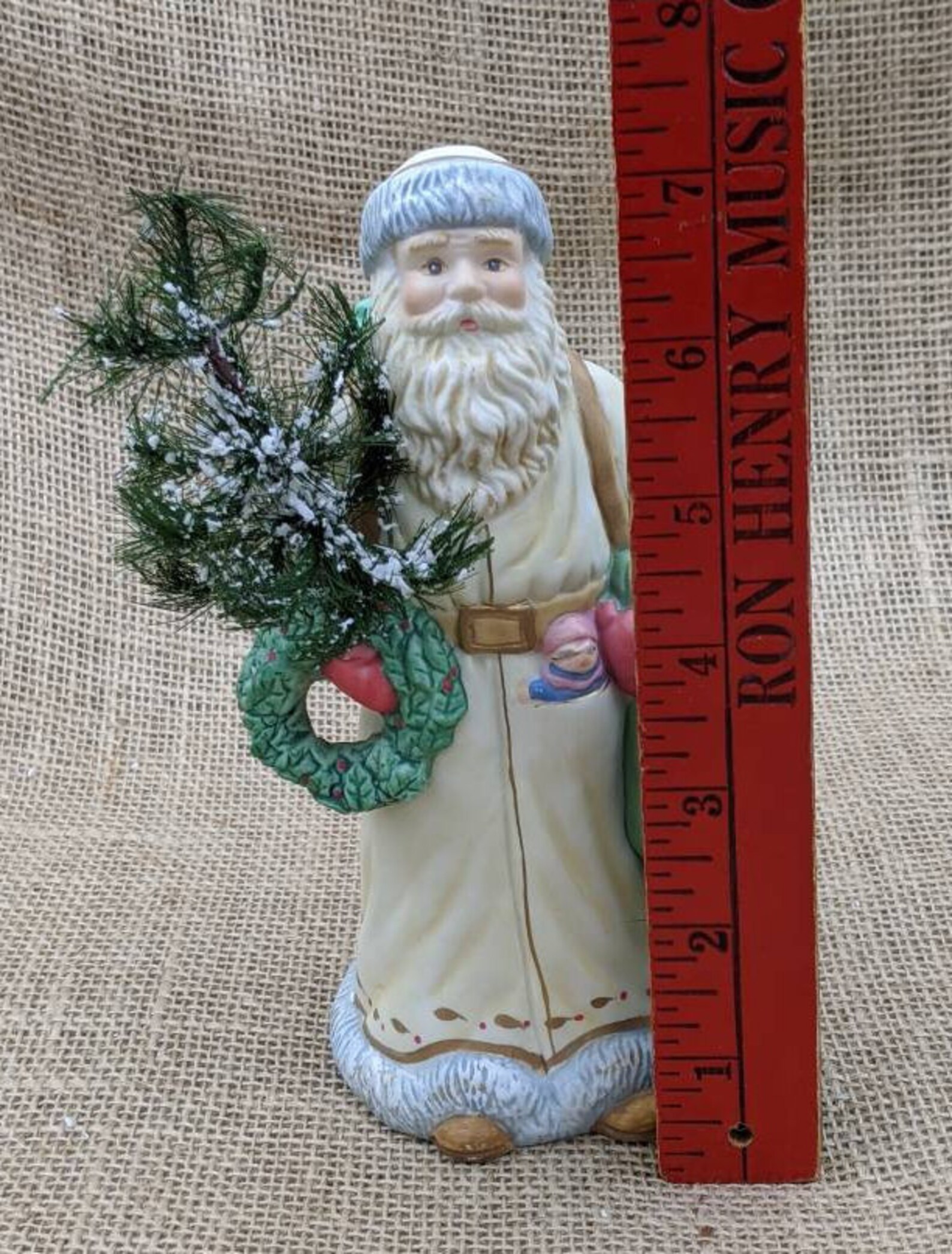 Pastel Santa Figurine with Bottle Brush Tree Standing Santa | Etsy