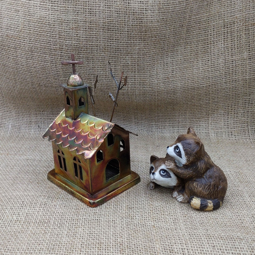 Church Metal Sculpture Music Box, Copper Sculpture, Plays Amazing Grace ...