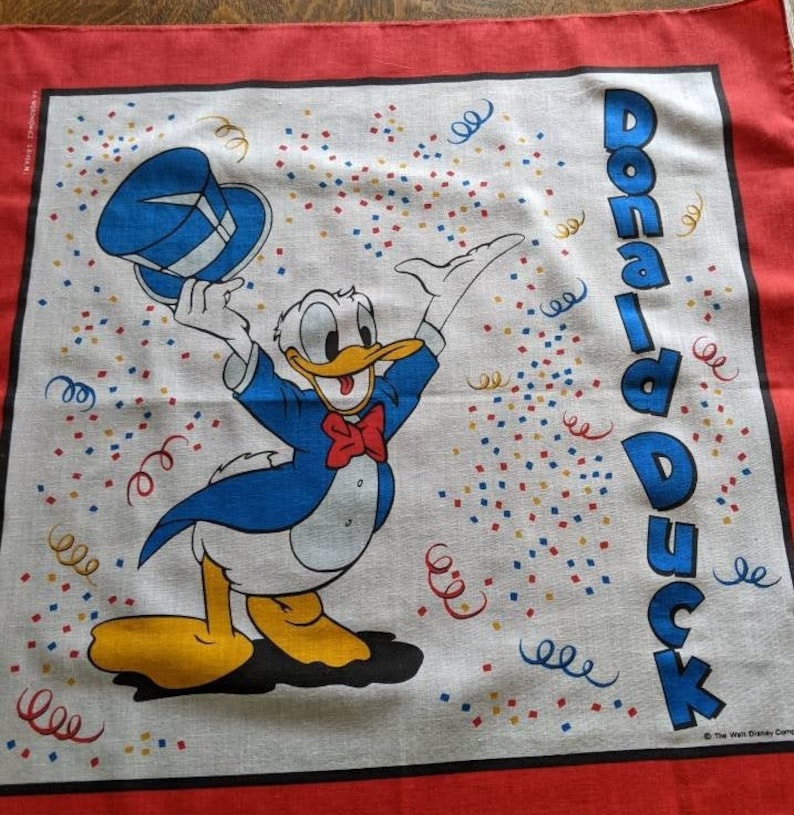 Donald Duck Bandana Scarf Vintage Disney Donald Duck Square - Etsy