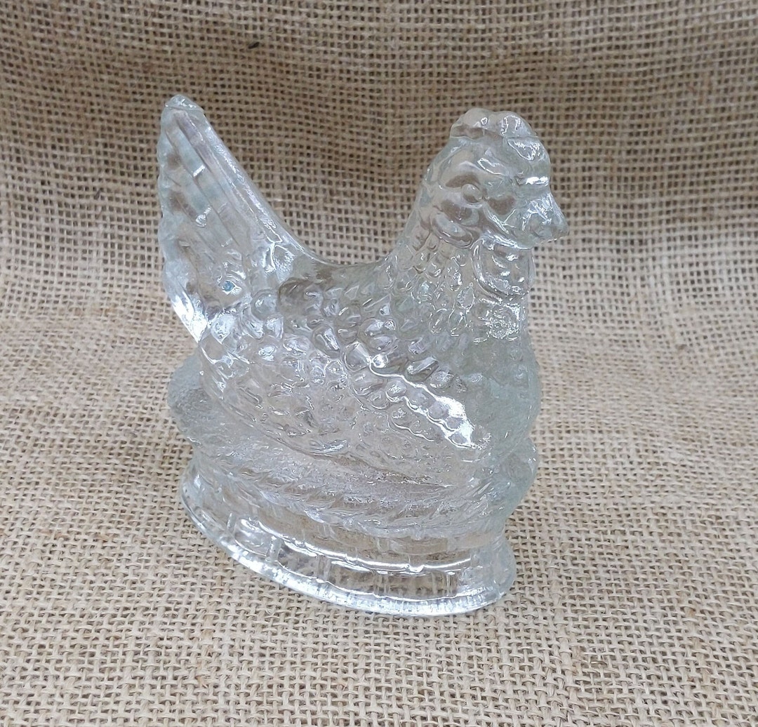 Vintage Glass Hen Candy Container: JH Millstein Jeannette PA Molded ...