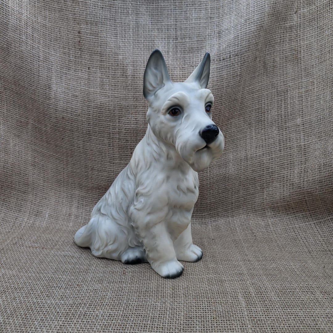 Schnauzer Figurine Large 9 Inch Sitting Grey Dog Made in Japan - Etsy