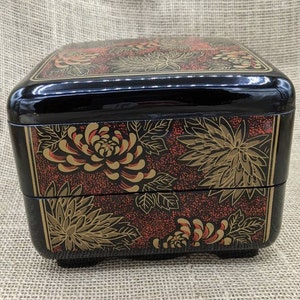 Two Tier Stackable Square Laquer Ware Box, Jubako Bento Box, INTERPUR ...