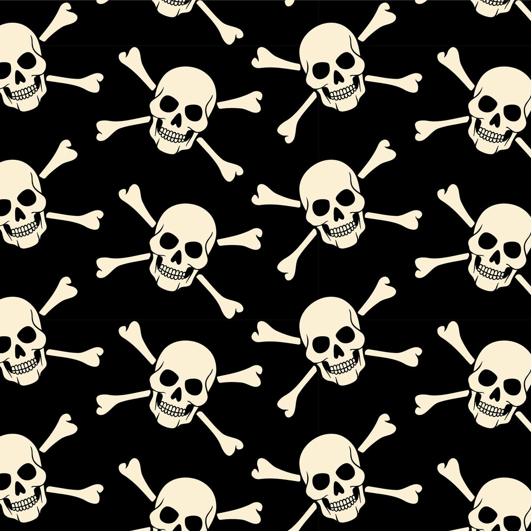 9,50euro/meter Skull Cotton Black Cream Beige Skull and Bone Ökotex ...