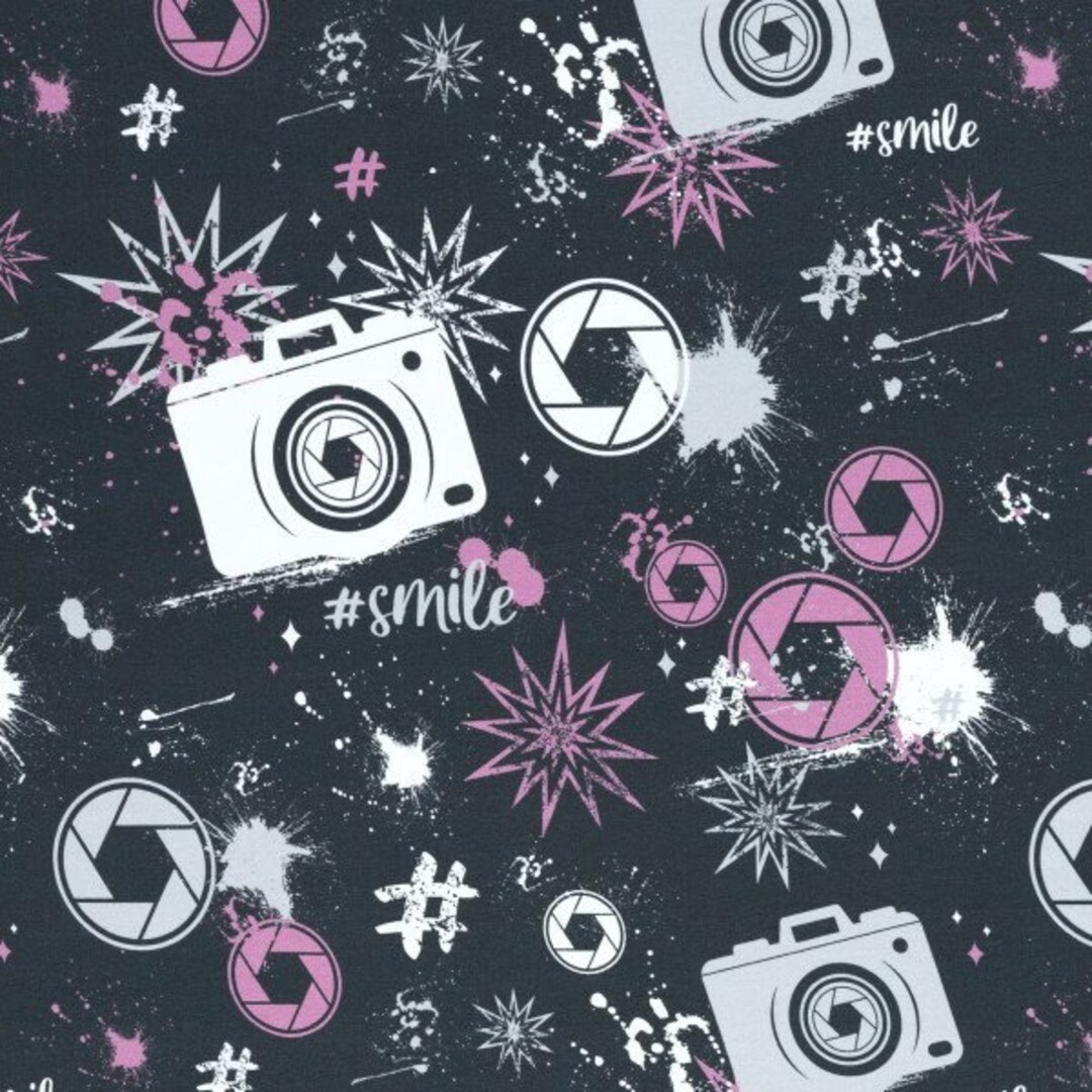13,98euro/meter Camera Pattern Color Splash Sweat Swafing Streetstyle ...