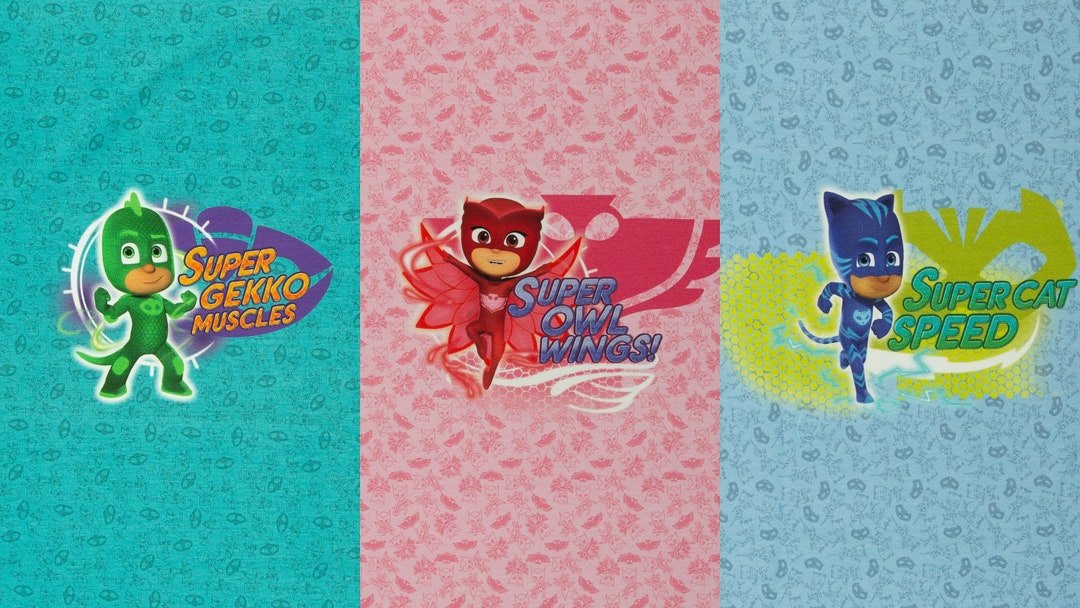 15.98euro/meter 3 Panels PJ Masks Pajama Heroes Jersey Blue Pink Green ...