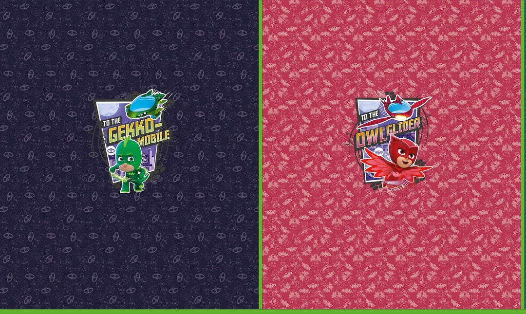 2 Panels PJ Masks Pajama Heroes Jersey Blue Red License Fabric From ...