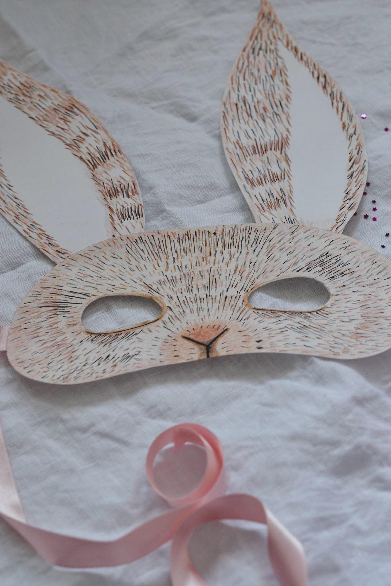 Bunny Mask, Mask Printable, Rabbit Mask Printable, Bunny Printable ...