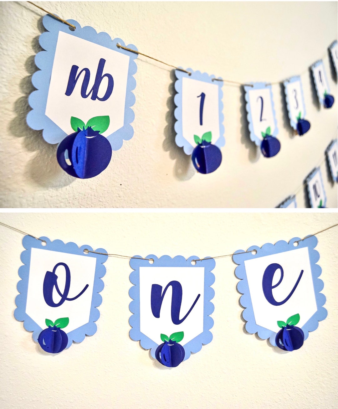 Blueberry Banner Flowers 3D Photo Topper Smash Cake Highchair - Etsy