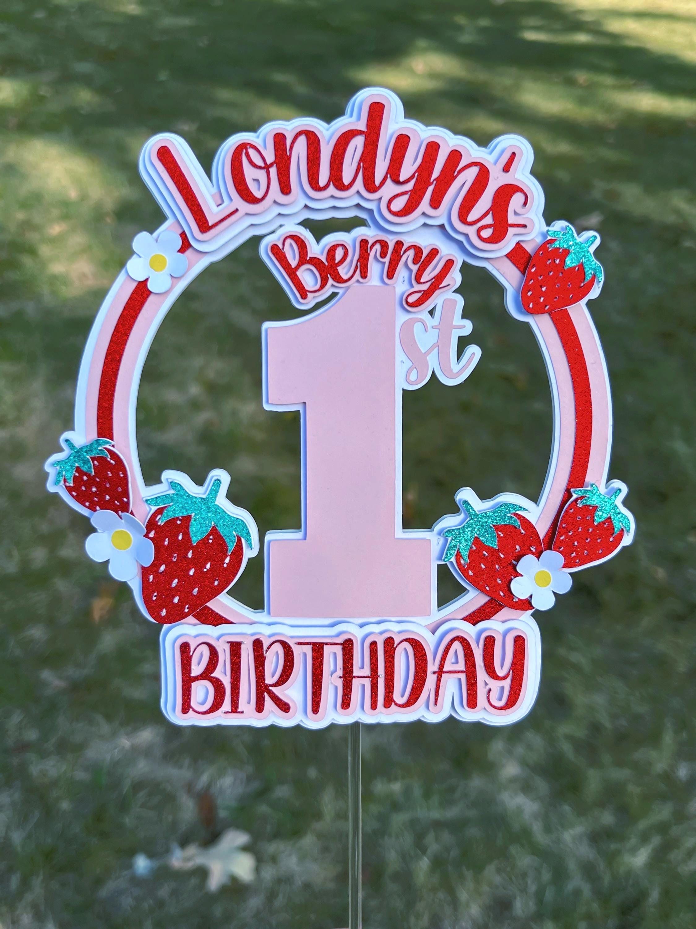 Berry First Birthday Cake Topper Strawberry - Etsy